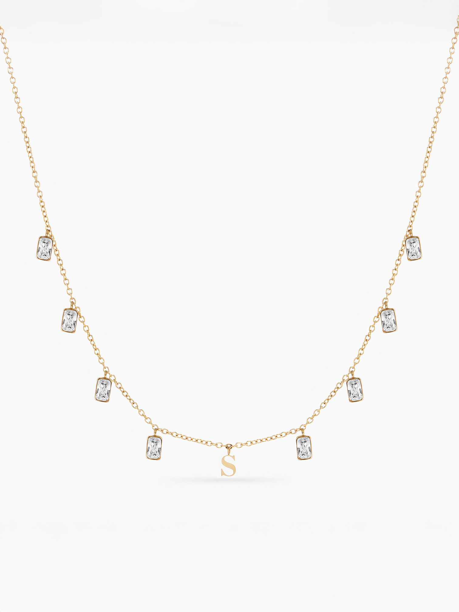 Initial Drop Necklace (Emerald Cut) – Indigo Lune